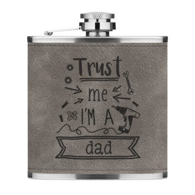 Trust Me I'M A Dad 170ml Pu-Leder Flachmann Grau Lustig Vater Tag Liebe ...