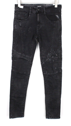 Replay Zaldok Hommes Jean W30/L32 Gris Extensible Skinny Conique Délavé ...