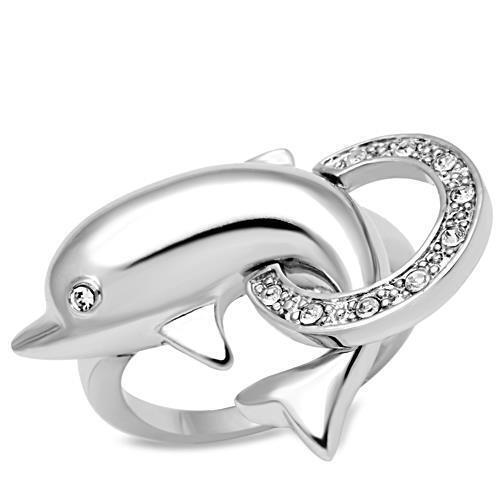 Ladies dolphin ring cz cubic zirconia ladies childrens silver band animal W032 | eBay UK