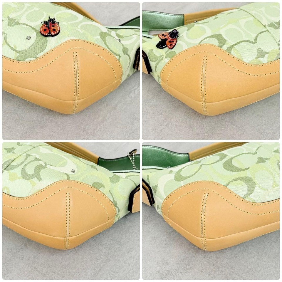 Rare Coach Ladybug Optic Green Canvas Bag w/Charm 26×16cm 2005 Model ...