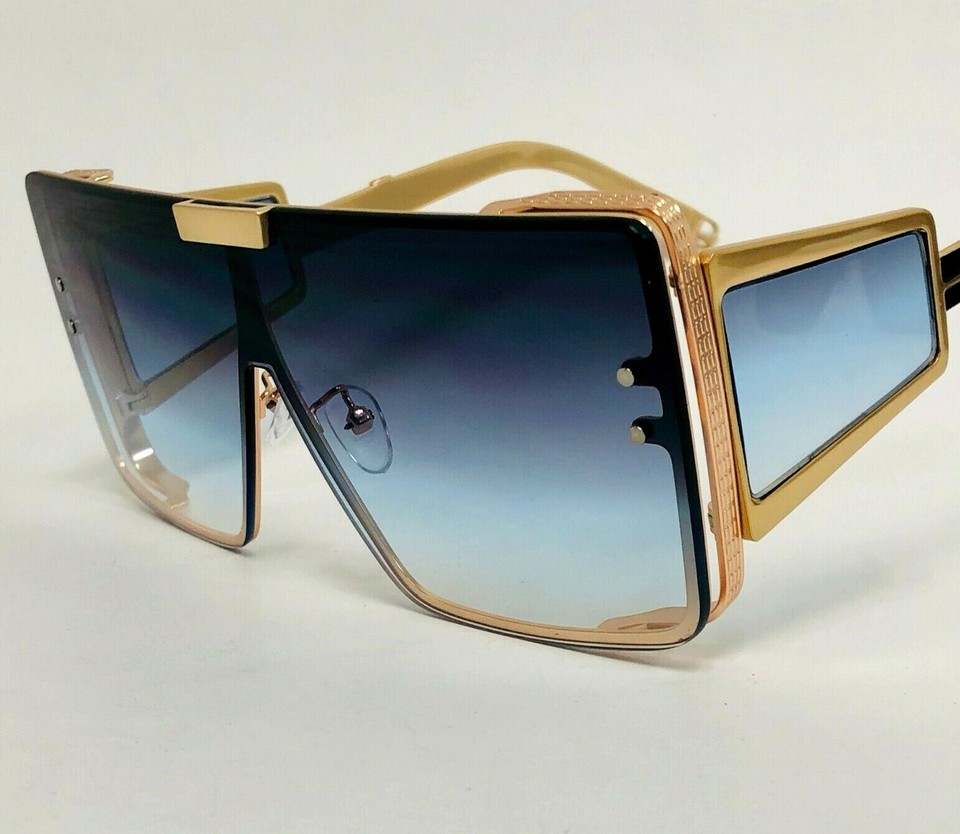 Men Women Sunglasses Designer Single Lens Oversized Large Shades Square ...