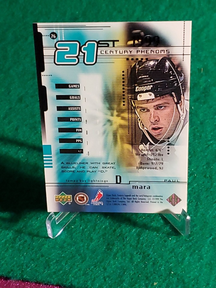 1999-00 Upper Deck Century Legends Hockey #76 Paul Mara Tampa Bay ...