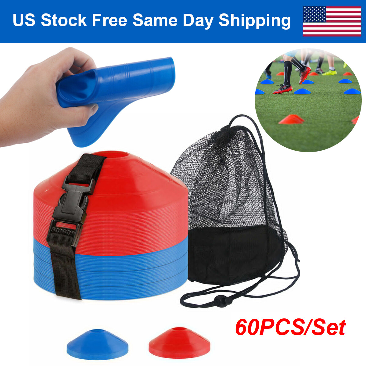 60Pcs Disc Soccer Cones Football Training Cones Field Marking Cross ...