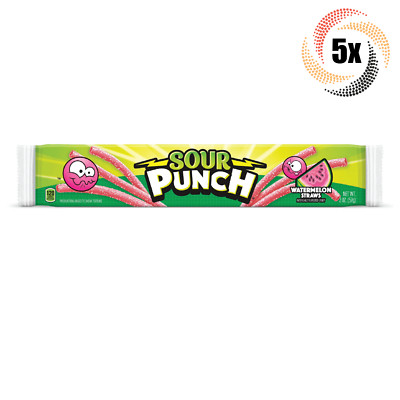 5x Packs Sour Punch Watermelon Flavored Mouthwatering Sour Straws Candy ...