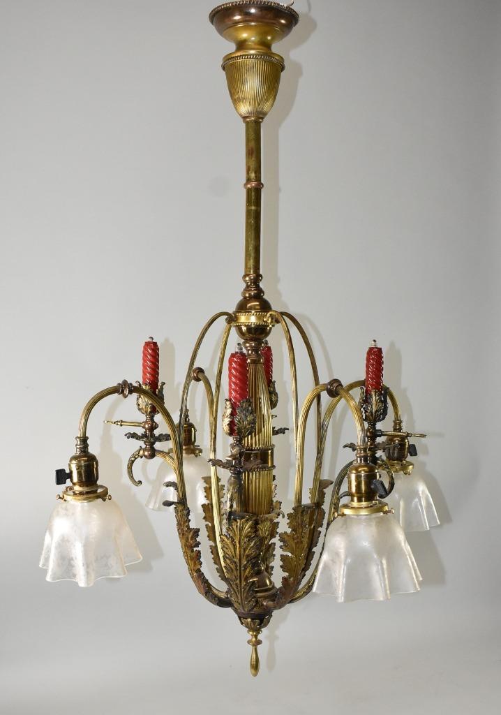 Victorian Gasolier Gas and Electric 8 Arm Brass Chandelier | eBay