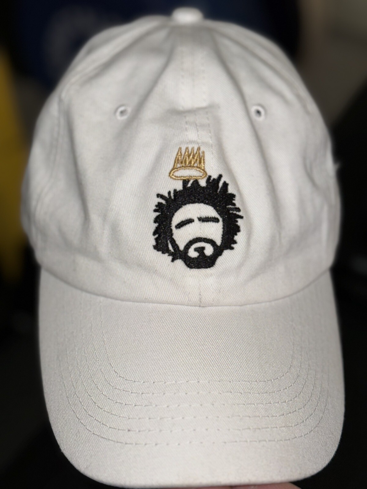 J Cole Crown And Halo Dad Hat White/Gold Dreamville U… - Gem