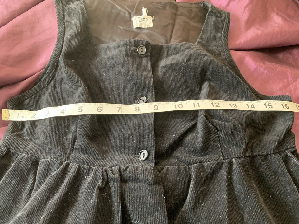 Retro 80s Black Corduroy Pinifore Dress Old Size 12 Bust 36" Maternity ...
