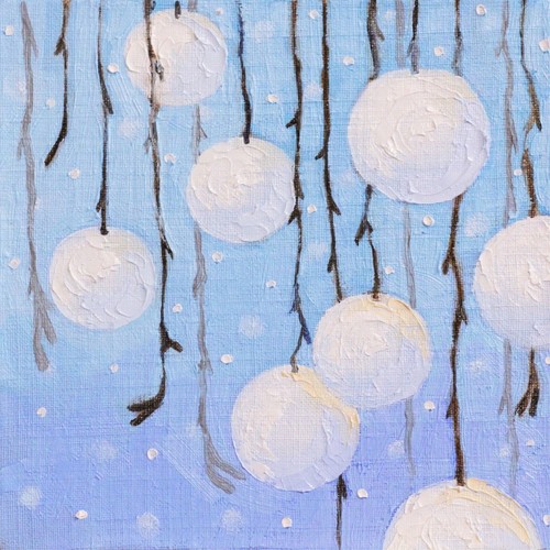 Christmas Decorative Original Oil Painting 7x7 Hand Painted Snowballs ...