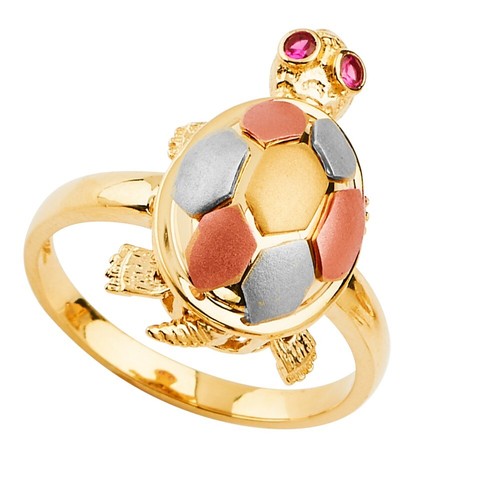 GOLD - 14K Tri Color Gold Turtle Ring | eBay