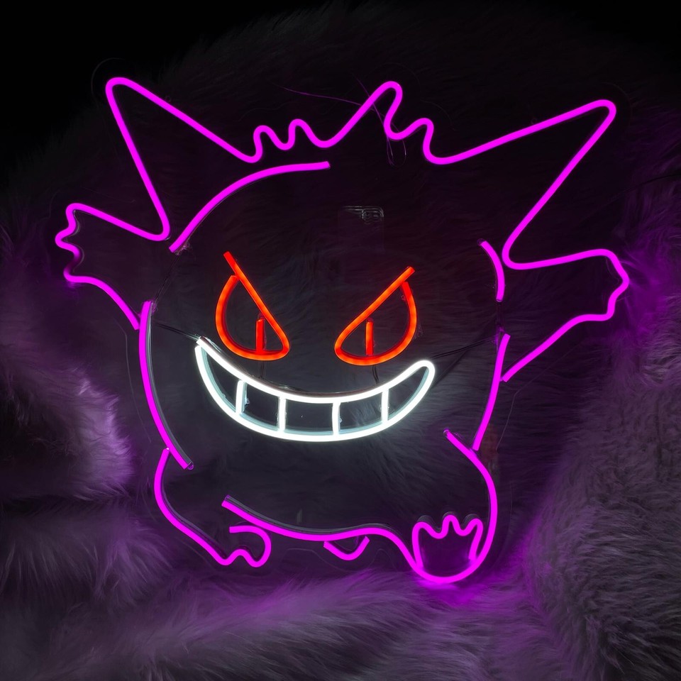 Gengar Neon Sign, Gengar Anime Bedroom Wall Decor, Pokemon Neon Sign ...