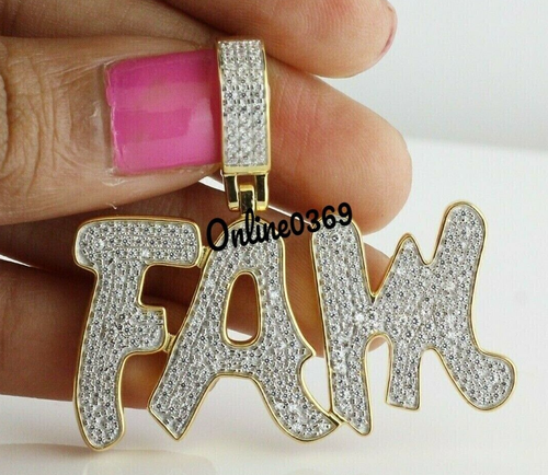 Yellow Gold Plated Silver Genuine Moissanite Mens "FAM" 3 Initial ...