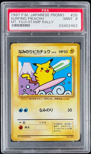 PSA 9 Pokemon Surfing Pikachu Mt. Fuji 1997 Stamp Rally Japanese Promo ...