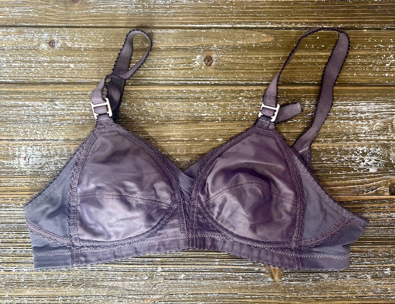 Vintage 1960s Bra Purple A/B Cup Size Wireless Lovely… - Gem