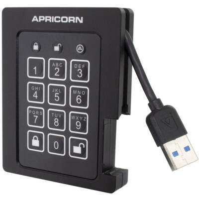 Apricorn ASSD-3PL256-2TBF 2TB Aegis PADLOCK SSD FIPS Rugged USB 3.0 w ...