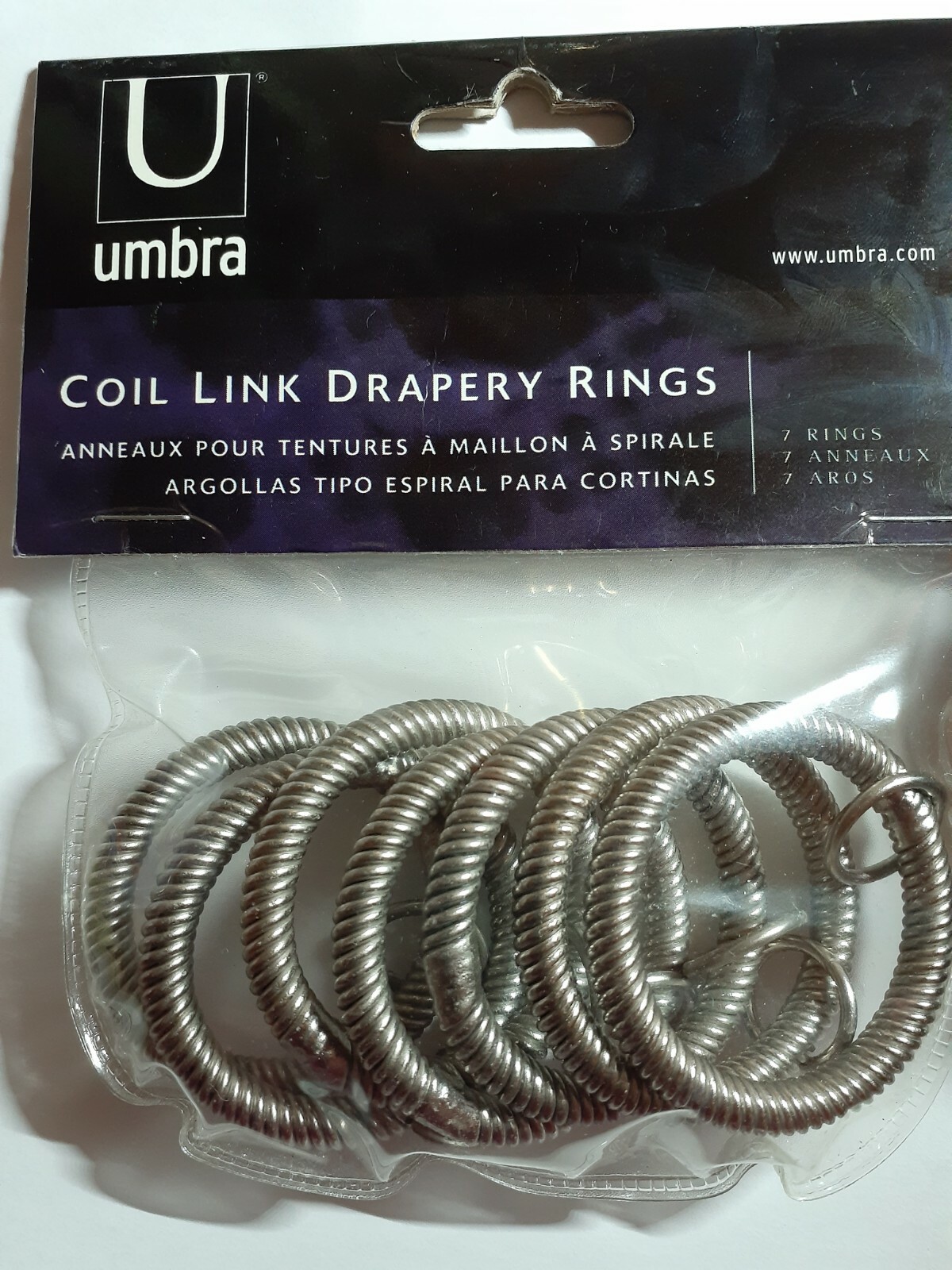 NOS Set of 7 Umbra Coil Link Spiral Corkscrew Loop Silver Metal Drapery ...
