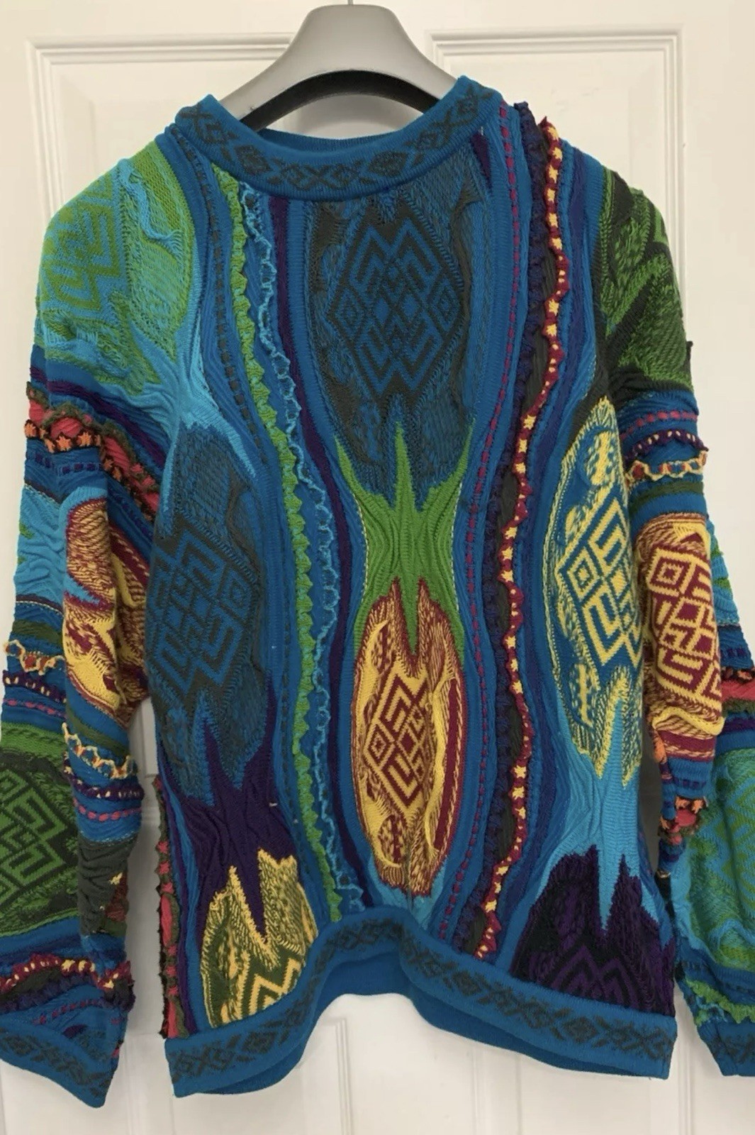 Coogi 3D Knit Sweater Multicolor Biggie Smalls, Size Large | eBay
