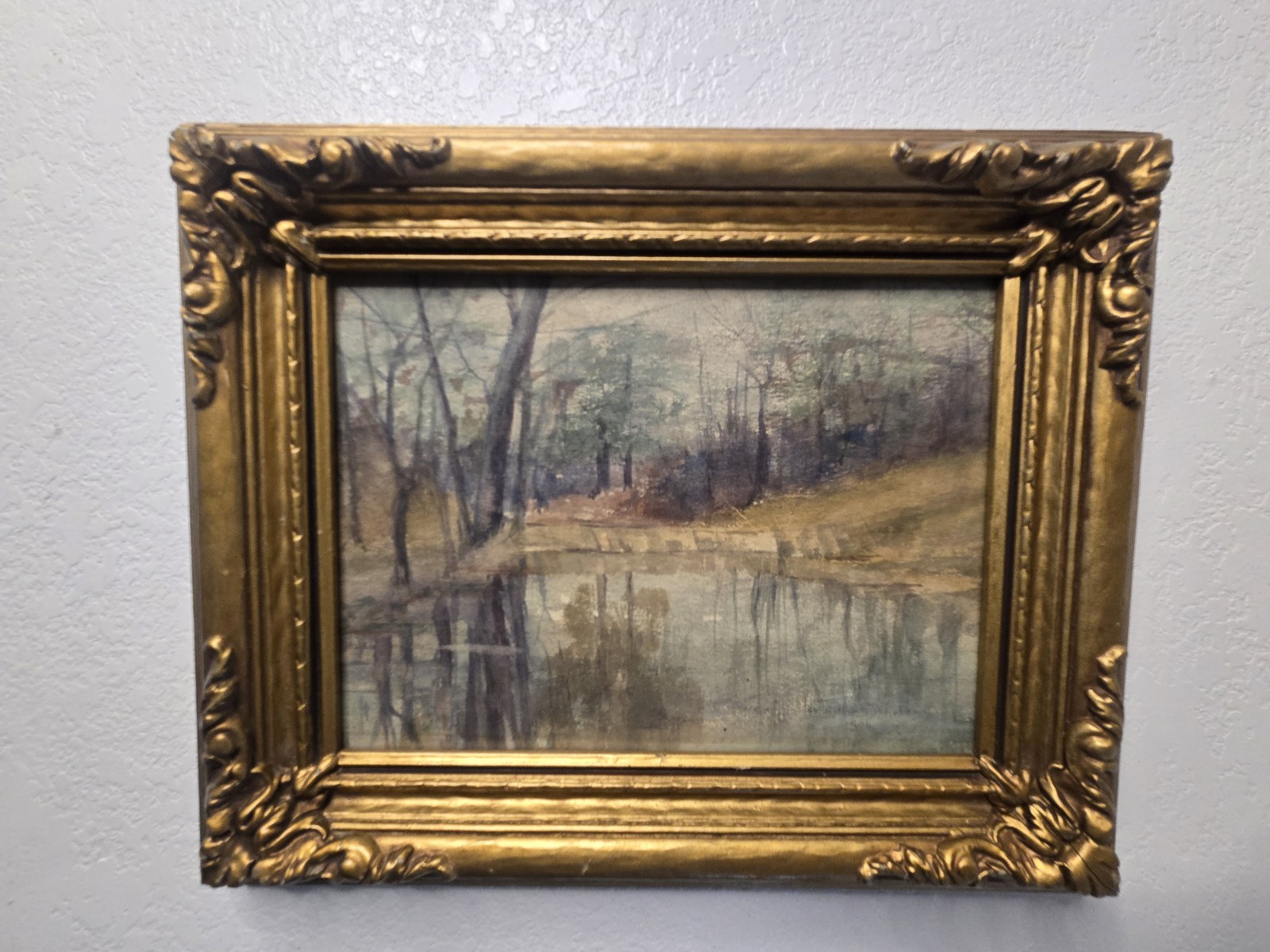 ANTIQUE 1906 LANDSCAPE WOODS WATERCOLOR PAINTING SIGNED IDA PHILLIPS ...