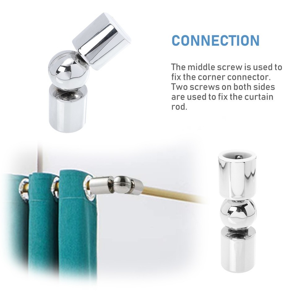 3pcs Heavy Duty Hinged Elbow Connector Curtain Rod Corner Connector ...