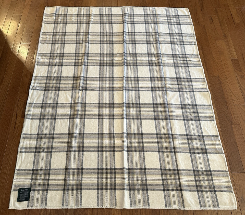 Lauren Ralph Lauren Plaid Cotton Throw Blanket RLL Monogram 54x68 ...