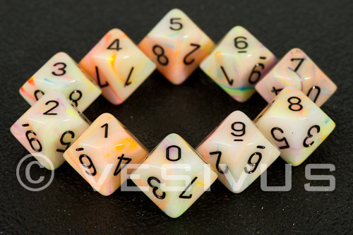 DICE Chessex FESTIVE CIRCUS Set 10d10 d10 Pink Blue Yellow Bubblegum ...