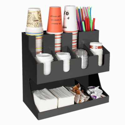 Large Paper Cup & Lid Holder Dispenser Coffee Drink Organizer for Shop ...