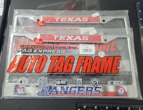 LOT 2 Texas Rangers MLB Rico Metal License Plate Frame Tag 2010 | eBay