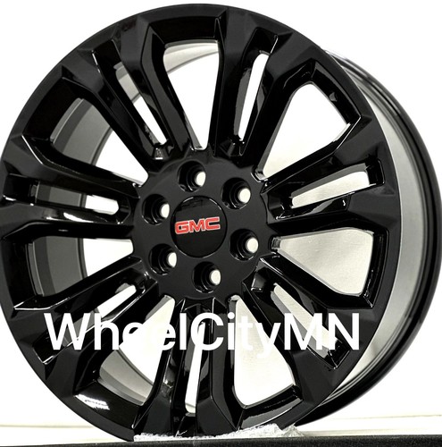 24" gloss black OE 5666 replica 84346100 rims fits GMC Sierra Yukon ...