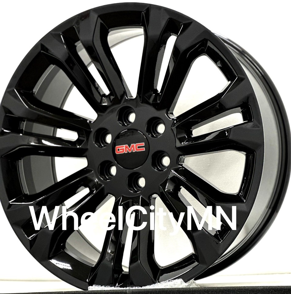 24" gloss black OE 5666 replica 84346100 rims fits GMC Sierra Yukon ...