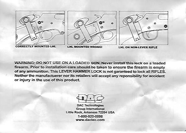 Dac LHL096B Lever Hammer Gun Lock, Locks Hammer and Lever -- Great Gift ...