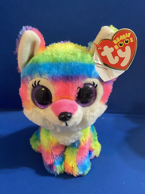 TY Beanie Boos River Original Rainbow Striped Wolf 6" Great Wolf Lodge ...