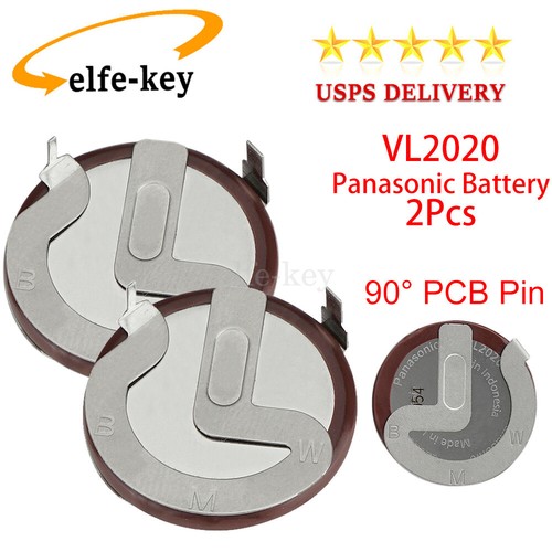 2 Rechargeable PANASONIC VL2020 Battery 90° PCB Pin for BMW Remote Car ...