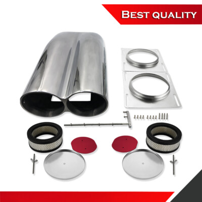 Shotgun Intake Air Hood Scoop Double Barrel Carb Setup Smooth Silver ...