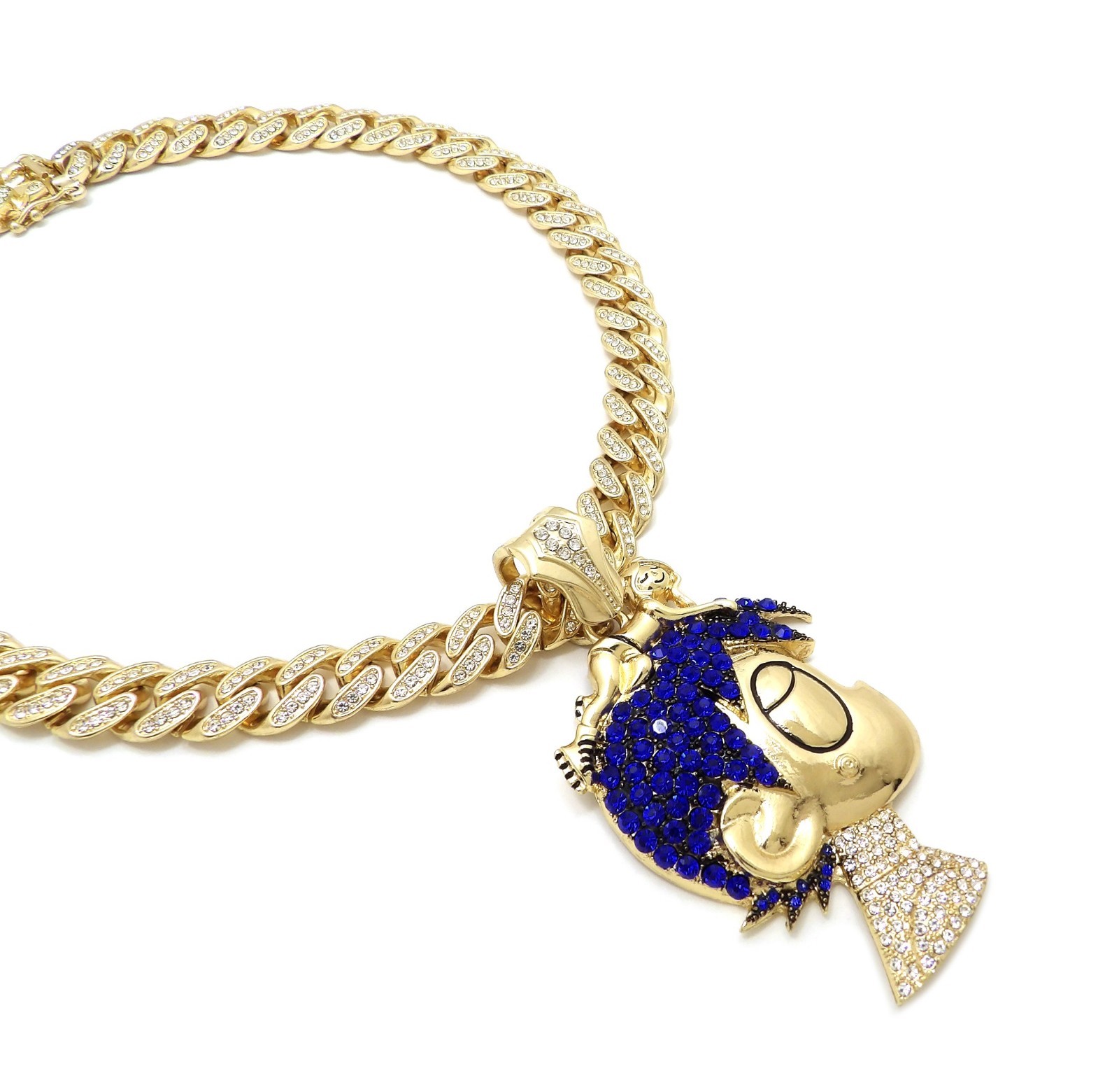 Hip Hop Uzi Vert LUV pendant & 18" Full Iced Cuban Choker Chain Bling ...