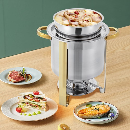 4QT Stainless Round Soup Warmer Buffet Hotel Soup Chafer wPot Lid ...