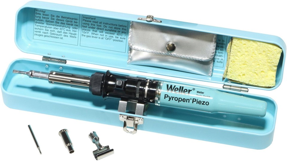 Weller 51605899 Pyropen Gas-Lötkolben Piezozünder Lötspitze Meißelform ...