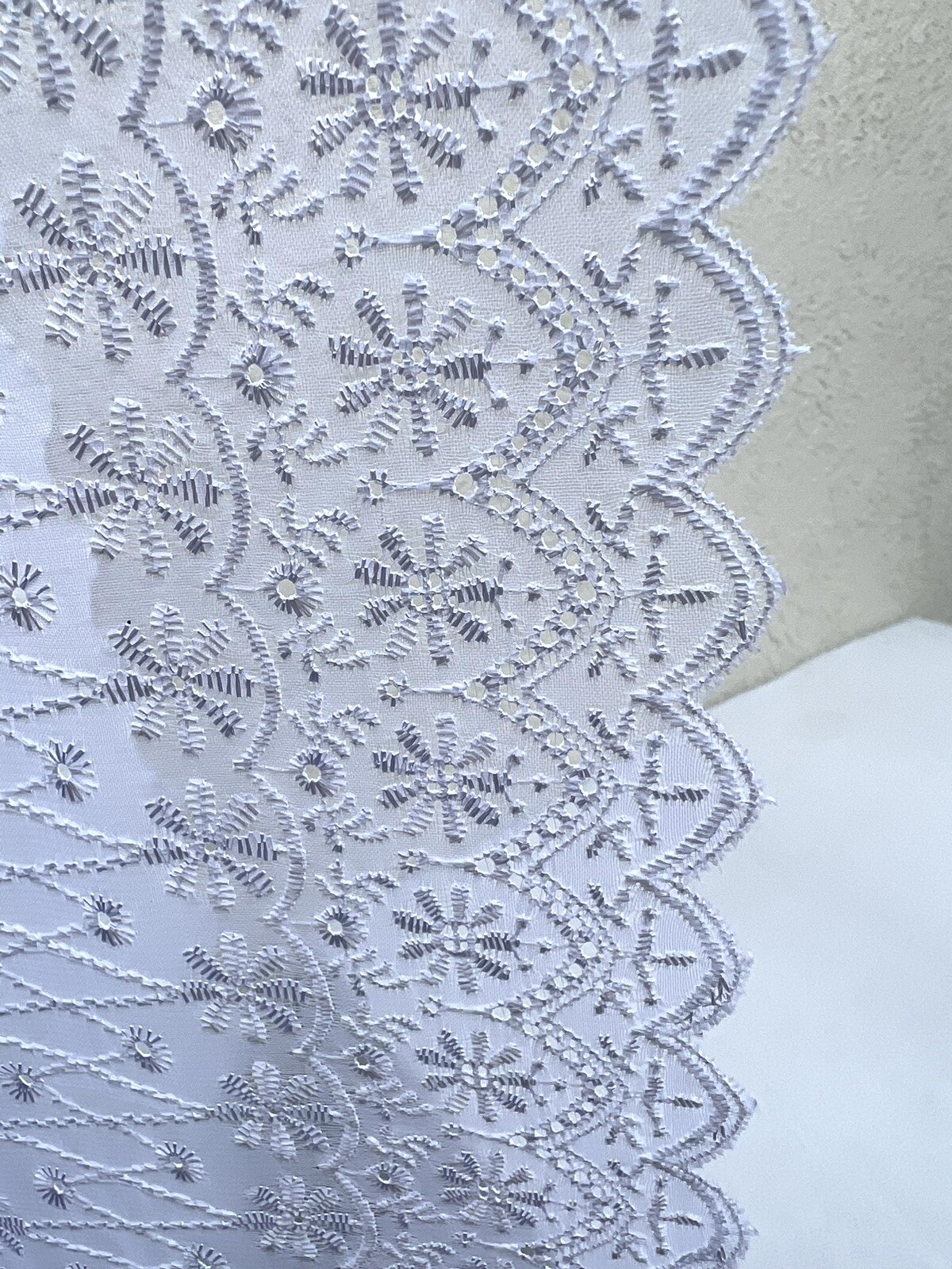 Scalloped Galloon Edged White Non-Stretch Semi Sheer Lace Fabric 42.5 ...