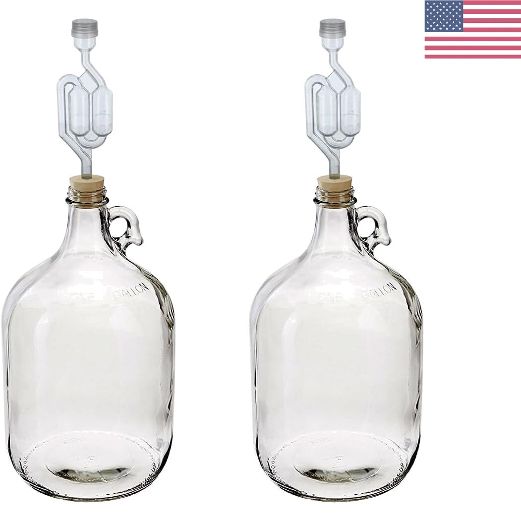 Portable Wine Fermenter - Rubber Stopper, Bubble Airlock - 1 gal (Pack ...