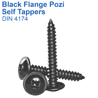 No 8 - (4.2mm) BLACK FLANGE PAN POZI SELF TAPPING SCREWS - BS4174 | eBay UK