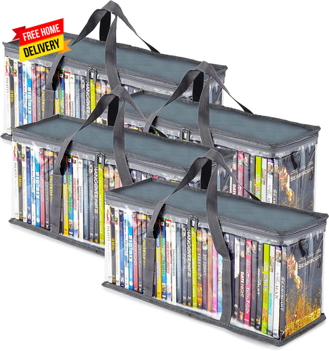 DVD Storage Bags (Set of 4) Media Organizer Bag for Dvds, Cds, Blu Ray ...
