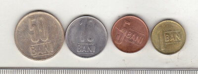 Romania - 2014 coin set - 1 + 5 + 10+ 50 bani - KM 189 + 190 +191 + 192 ...