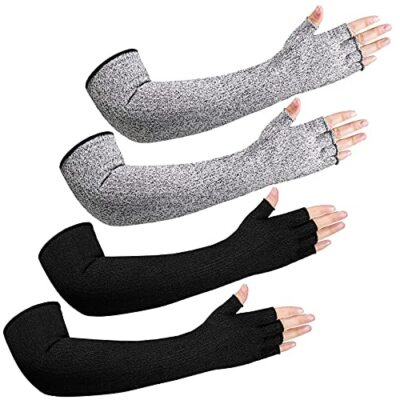 2 Pairs Anti-Cut Protective Sleeves Arm Sleeves Safety Cut Black, Gray ...