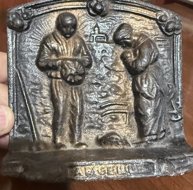 Antique Cast Iron/ Bookends The Angelus A Call to Prayer- Man and Woman ...