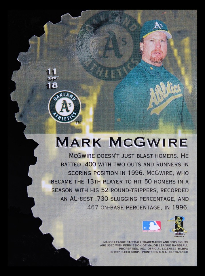1997 Fleer Ultra Hitting Machines #11 Mark McGwire Oakland Athletics ...
