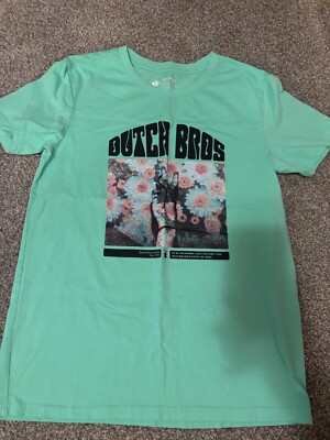 Dutch bros t shirt size L coffee green floral peace | eBay