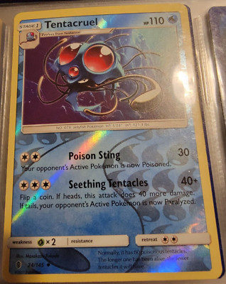 Reverse Holo Foil Tentacruel # 24/145 Guardians Rising Set Pokemon ...