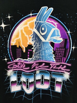 FORTNITE Give Me The Loot T Shirt Men's Large Llama Graphic | eBay