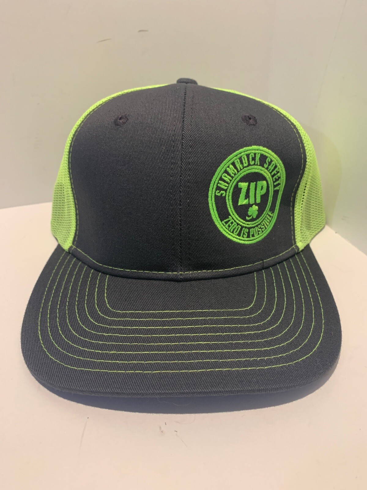 Shamrock Safety ZIP Zero Is Possible Gray Green Trucker Cap Hat Port ...