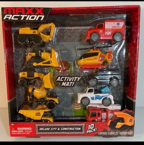 Maxx Action Play Deluxe City & Construction/10 Pack Set w/Mat ...