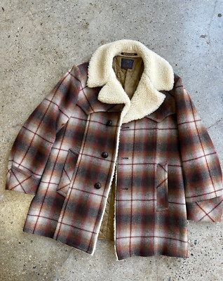 VTG 60's Pendleton Men's Tan Wool Jacket Coat Western Heavy Sherpa ...
