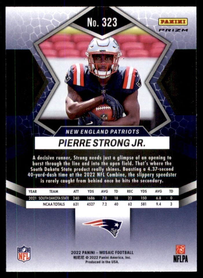 Pierre Strong Jr. 2022 Mosaic Prizm Pink Camo New England Patriots #323 ...